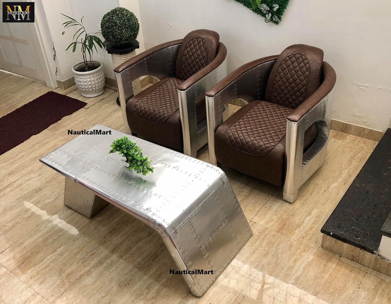 NauticalMart Aluminum Aviator Spitfire Sofa Chair Wing Desk Coffee ...