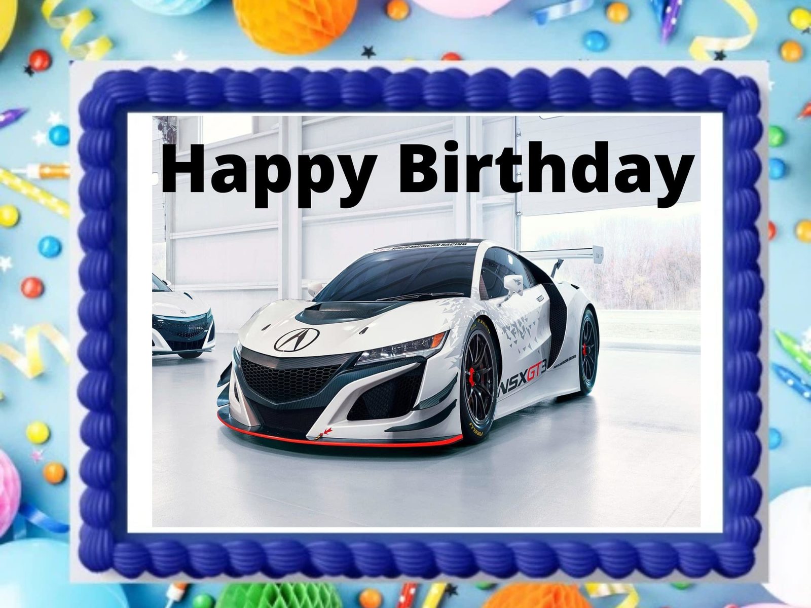 Racer Car MDX Happy Birthday Edible Cake Topper Edible Image Cake ...