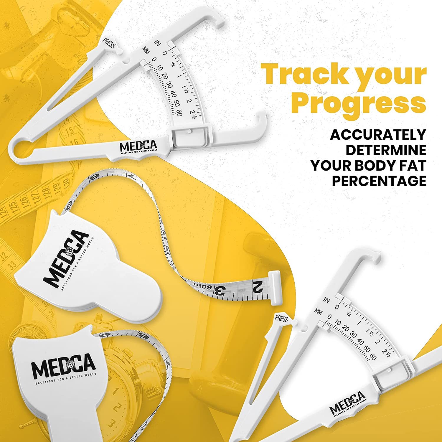 Skinfold Body Fat Analyzer And Bmi Measurement Tool, Skinfold, 4 Pc ...