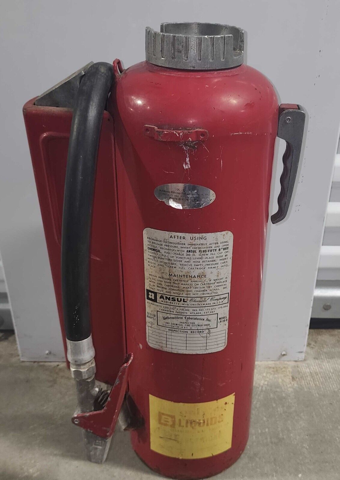 Ansul LR-30-D 30LB Fire Extinquisher for Plus-Fifty B Dry Chemical ...