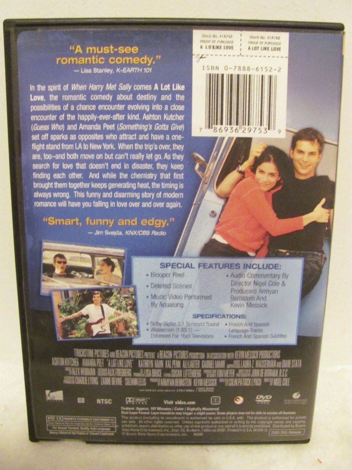 DVD A Lot Like Love (DVD, 2005, Widescreen English/French/Spanish ...