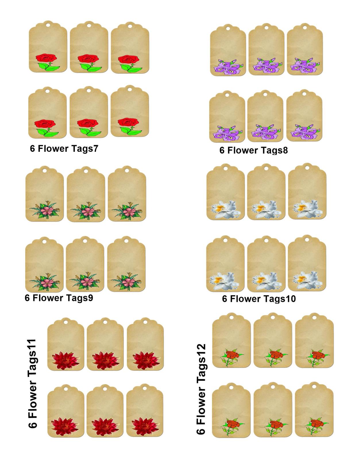 Pick 7 Set of Flower Tags-Download-ClipArt-ArtClip-Digital Tags-Digital ...
