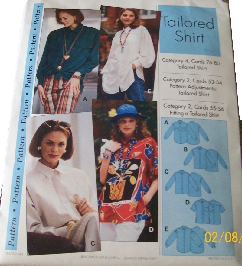 Sewing Pattern, Tailored Shirt, Sizes 4 - 22, Sewing Step-by-Step # 012 ...