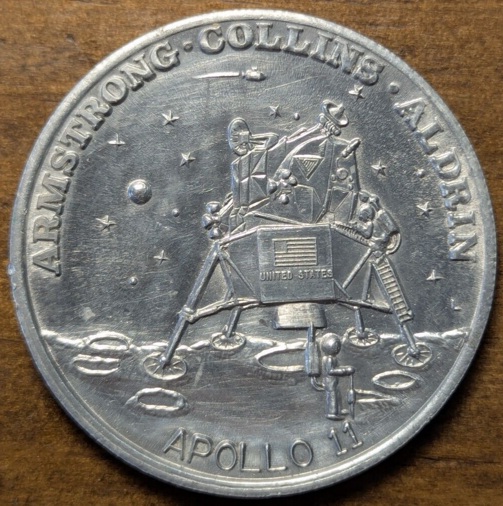 1969 Apollo 11 Moon Landing Aldrin Armstrong Collins Space Medal Token ...