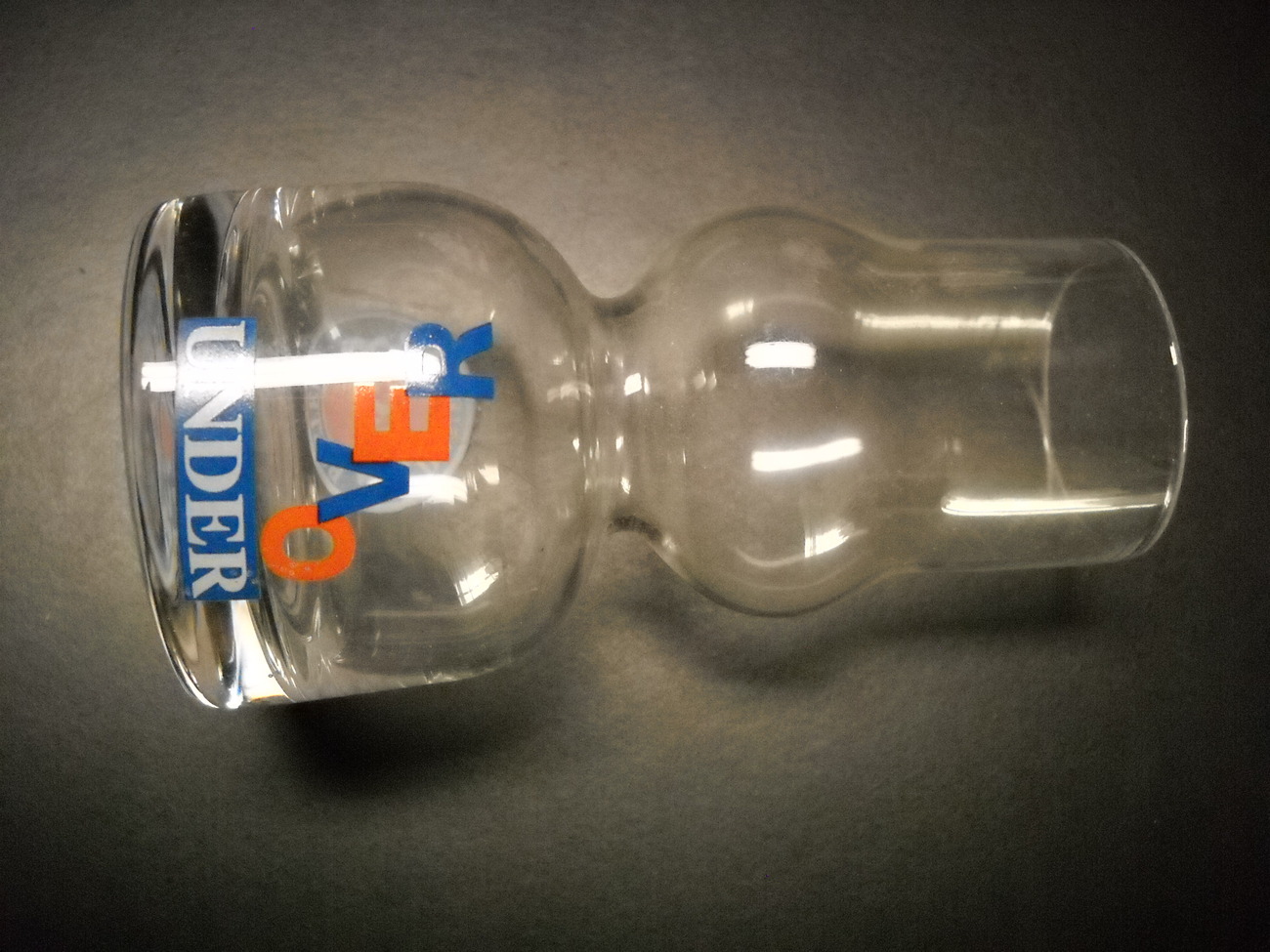 Dave And Buster's Double Bubble Shot Glass Clear Glass with Orange Blue ...
