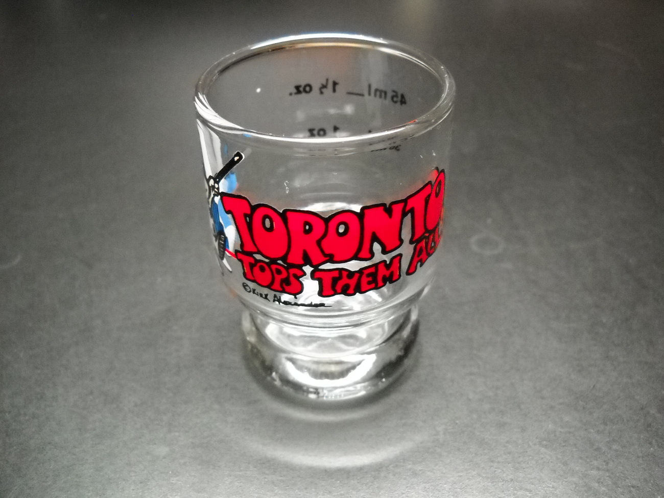 Toronto Tops Them All Big Top Shot Glass Clear with Reds Black Blues ...