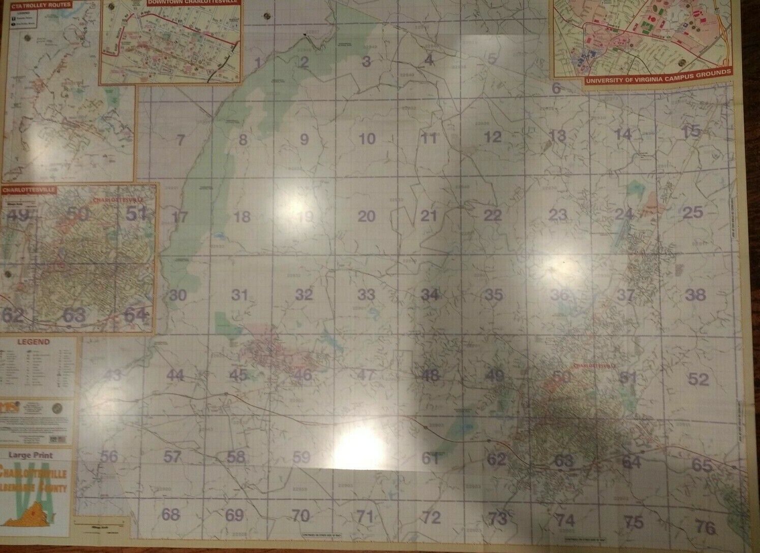 Charlottesville Albemarle County VA Laminated Wall Map (MSI) - Maps ...