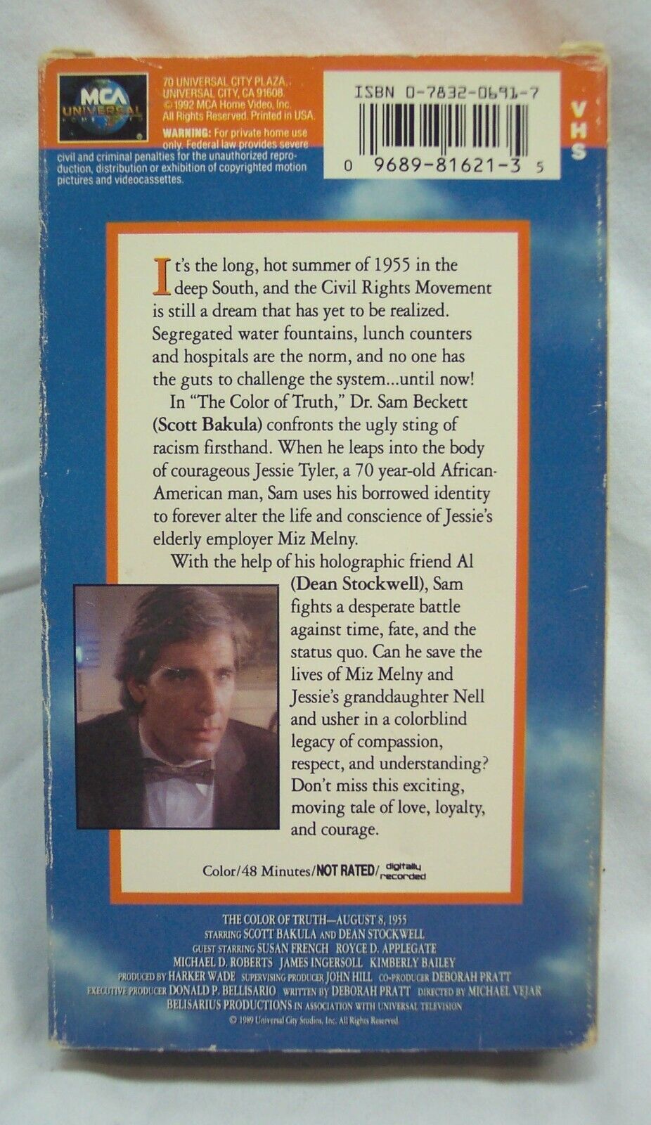 Vintage 1989 QUANTUM LEAP The Color of Truth VHS VIDEO Tv Show - VHS Tapes