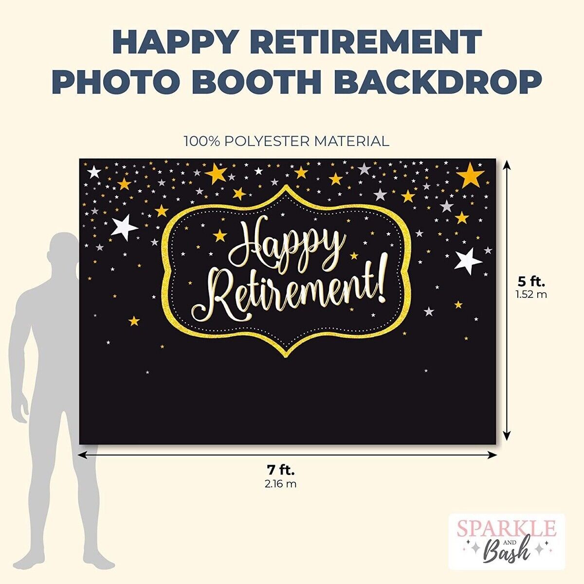 Happy Retirement Photo Booth Backdrop Gold Star Office Party ...