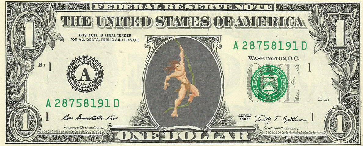Disney's Tarzan - {Color} Dollar Bill -REAL Money! - Paper Money: US