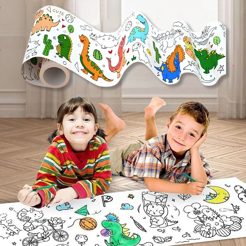 DIY Coloring Paper Roll Sticky Color Filling Drawing Paper Graffiti ...