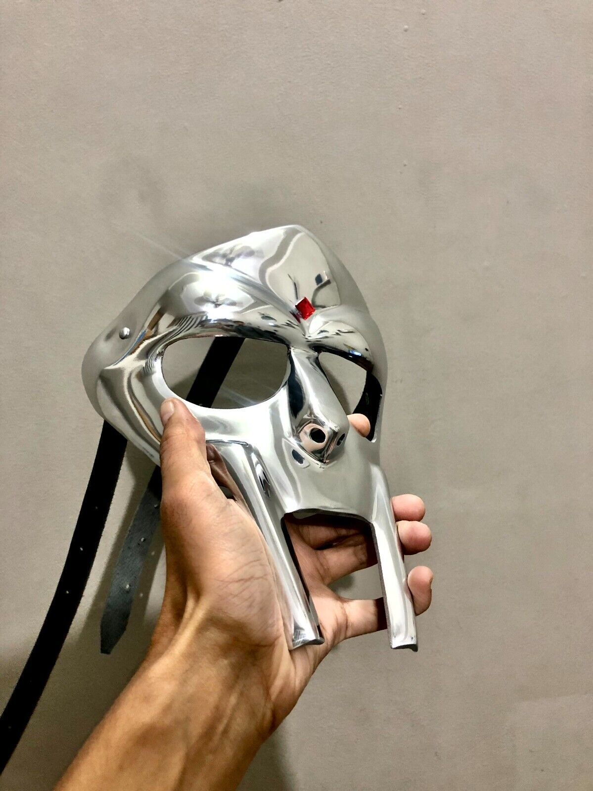 MF Doom Mask Gladiator Mad-Villain 18G Steel Silver Face Armor Medieval ...