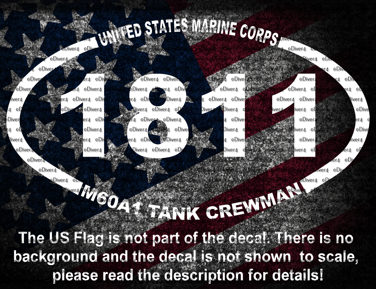 Marine Corps MOS 1811 M60A1 Tank Crewman Vinyl Decal US Made USMC ...