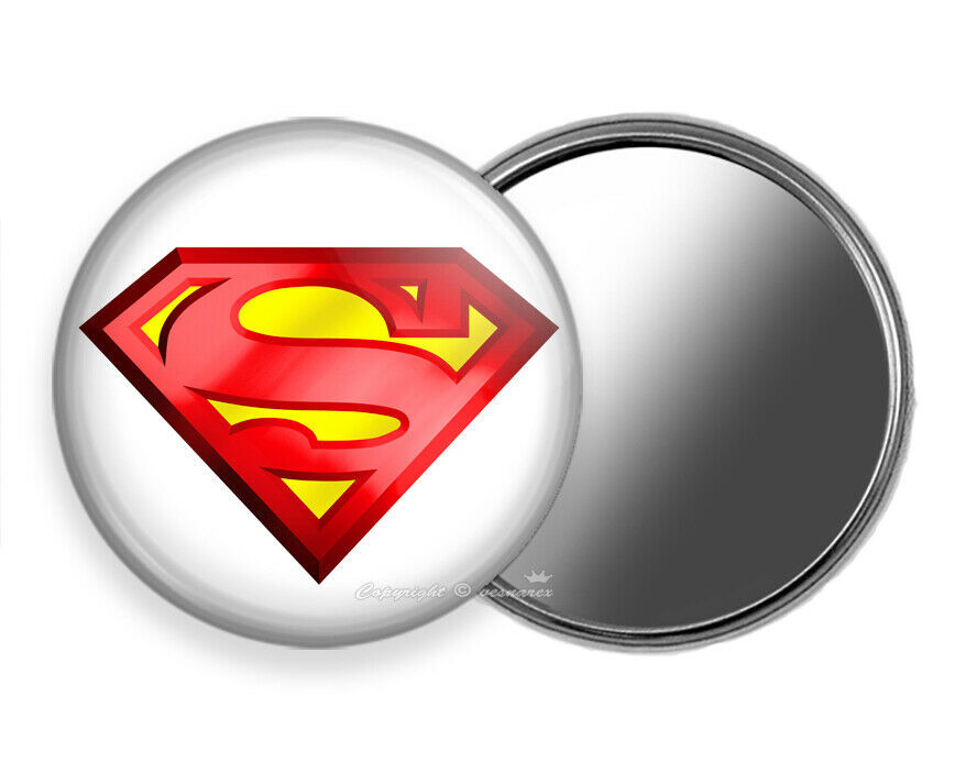 SUPERMAN SUPER HERO LOGO GOTHAM CITY COMICS PURSE MAKEUP HAND MIRROR ...