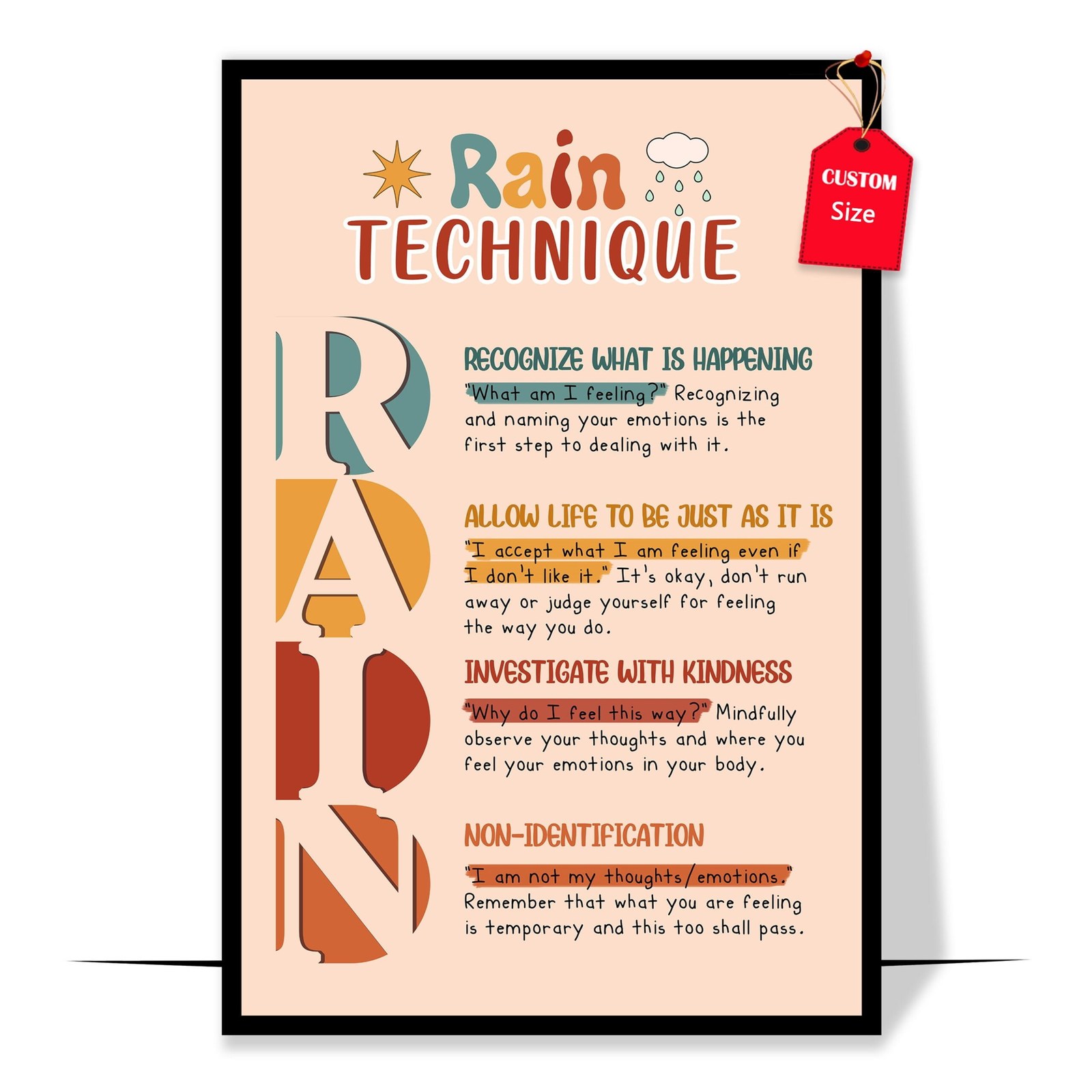 Rain Technique Poster Mental Health Poster for Classroom Counselor ...