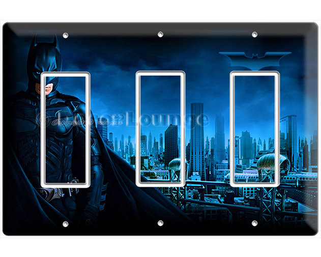 Batman Bruce Wayne Dark Knight super hero triple GFCI light switch wall ...