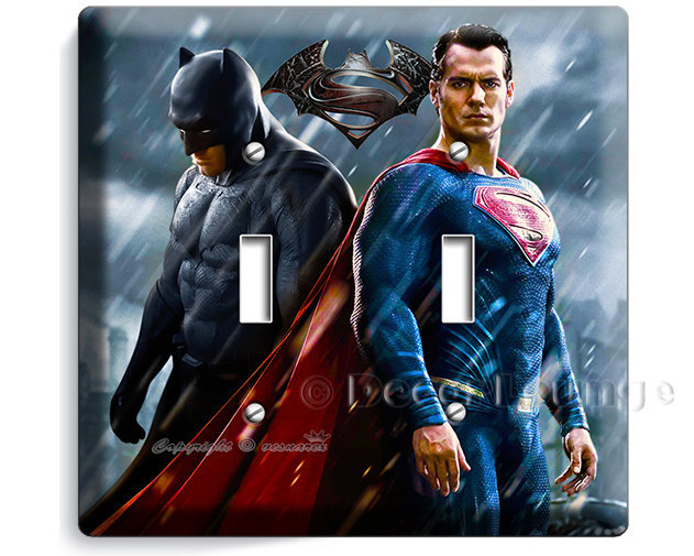 Batman v Superman Bruce Wayne Kent Clark superheros double light switch ...