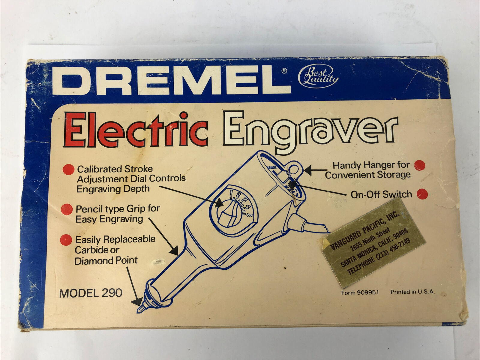 Vintage Dremel Electric Engraver Model # 290 in Original Box Tested ...
