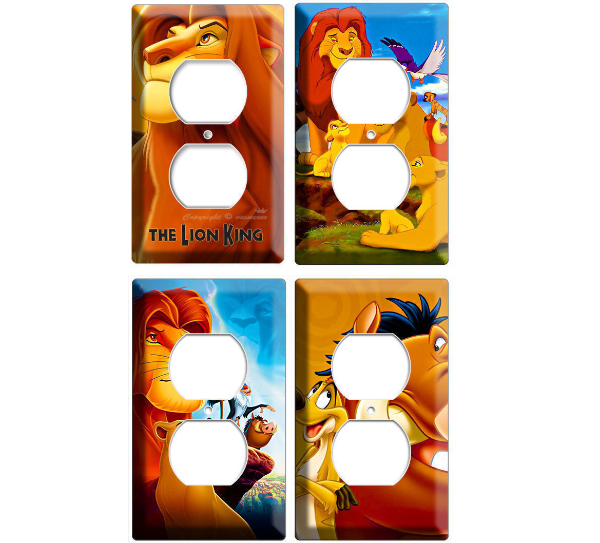NEW LION KING SIMBA NALA TIMON AND PUMBA SET OF 4 POWER OUTLET WALL ...