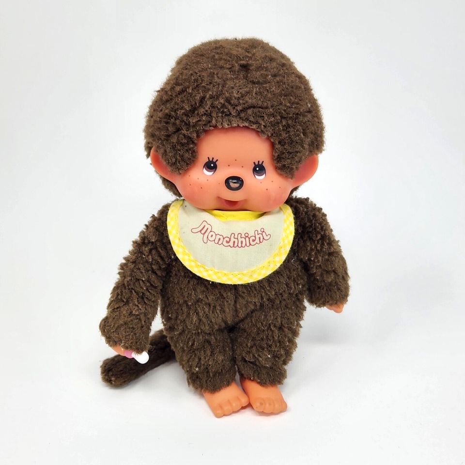 VINTAGE 1970's THUMB STUCKING MONCHHICHI W/ YELLOW BIB STUFFED ANIMAL ...