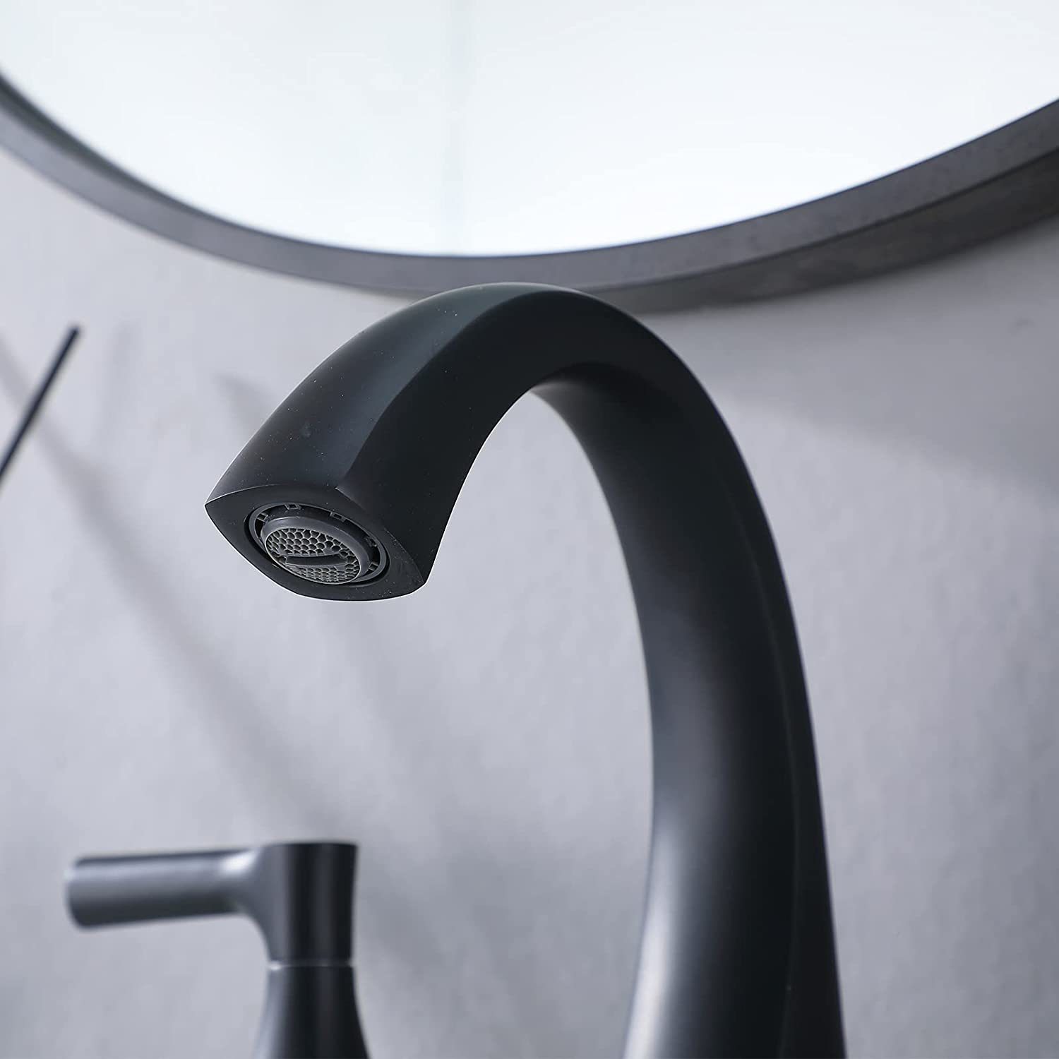 Vapsint 3 Hole Widespread Bathroom Faucet Black,2 Handle Matte Black ...