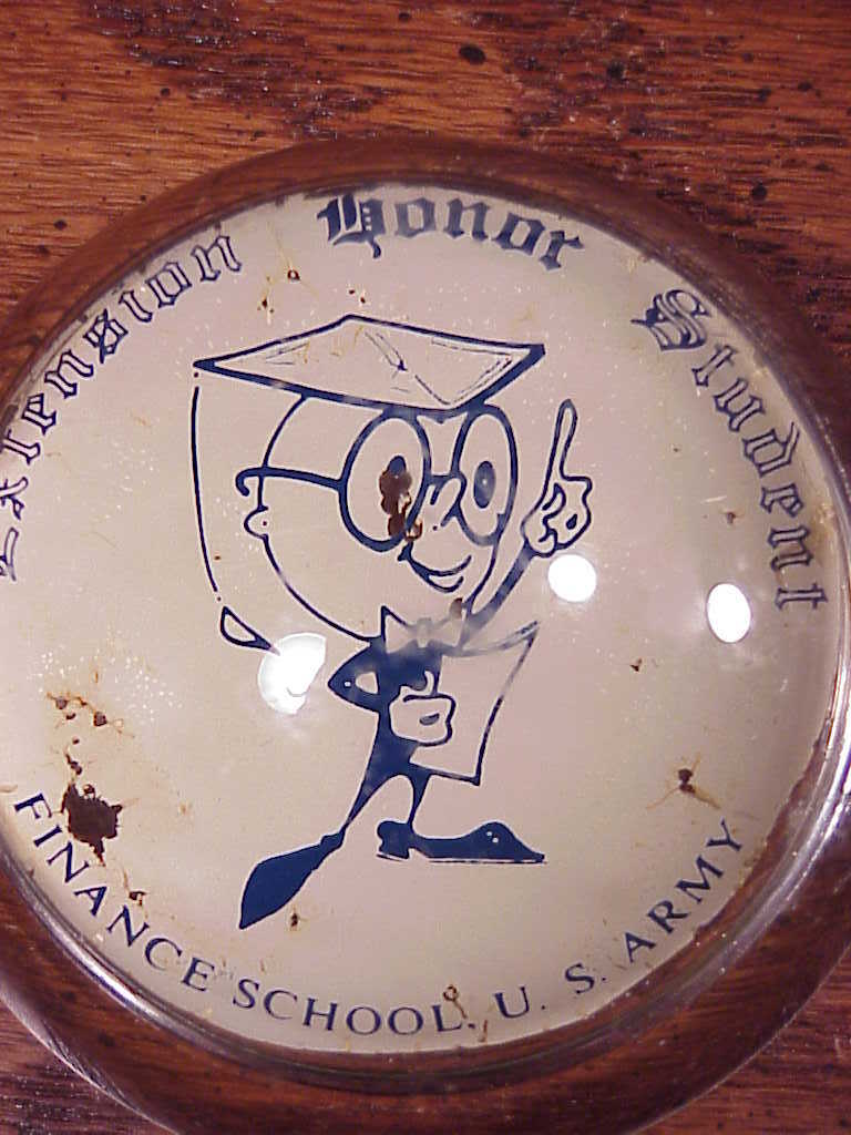 Vintage US Army Finance School Extension Honor Student Glass ...