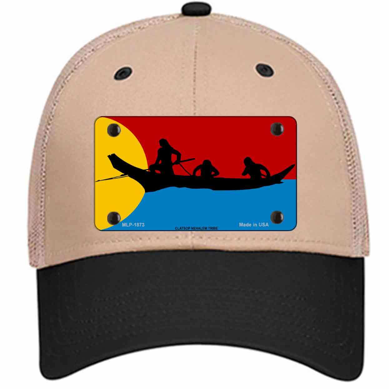 Clatsop-Nehalem Tribe Flag Novelty Khaki Mesh License Plate Hat - Hats