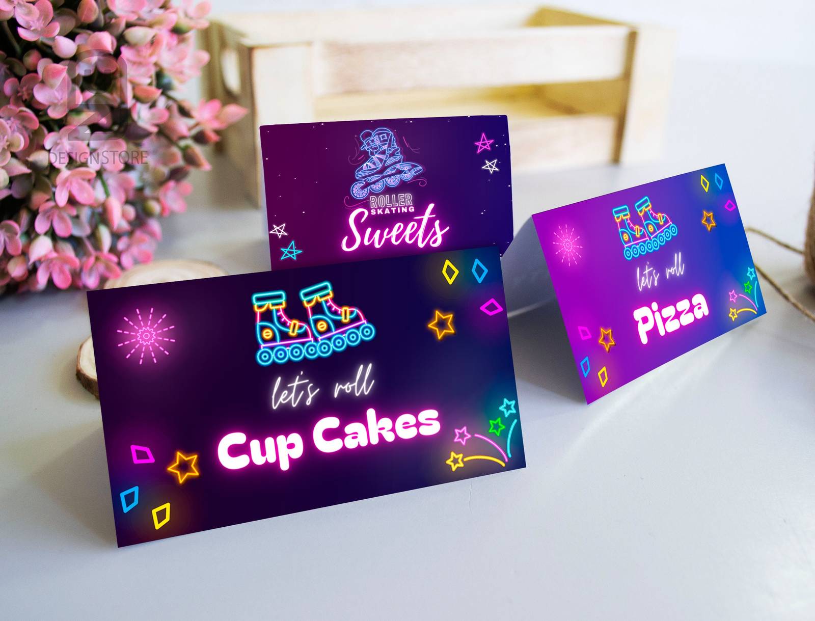 Roller Skating Party Food Tent Card Labels EDITABLE Printable ...