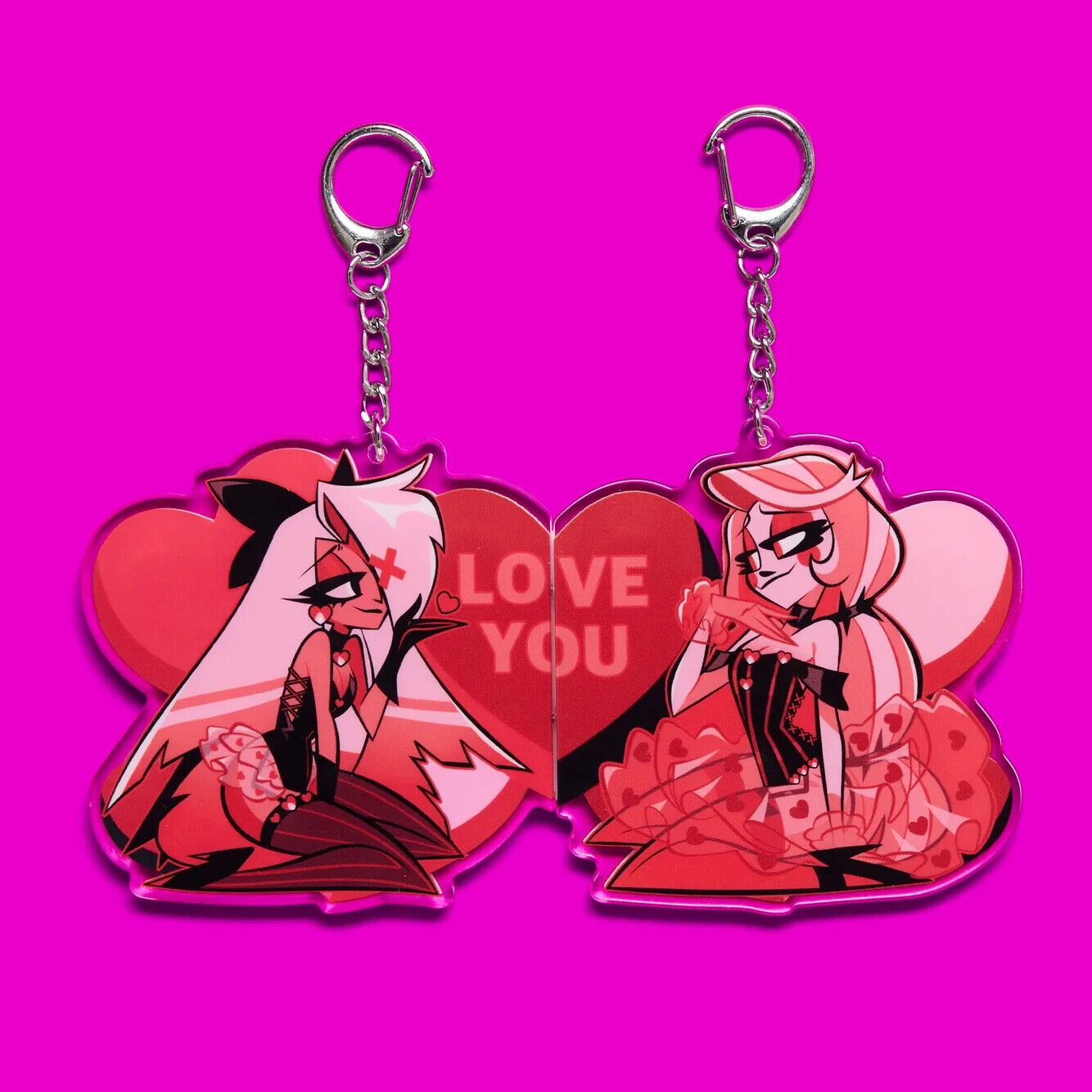 Hazbin Hotel Charlie & Vaggie Valentine's 2025 Acrylic Keychain Set ...