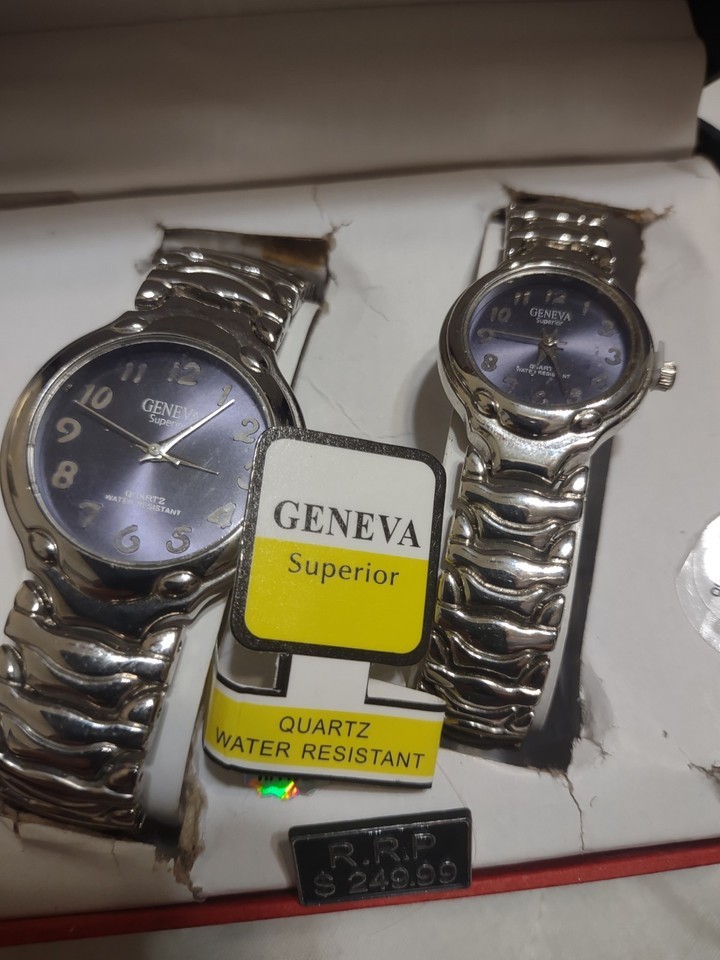 Vintage 2 Geneva Superior Water Resistant Quartz Watches New Batteries ...