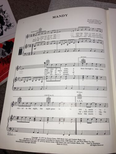 1974 MANDY Sheet Music BARRY MANILOW by English, Kerr - Vintage & Antique