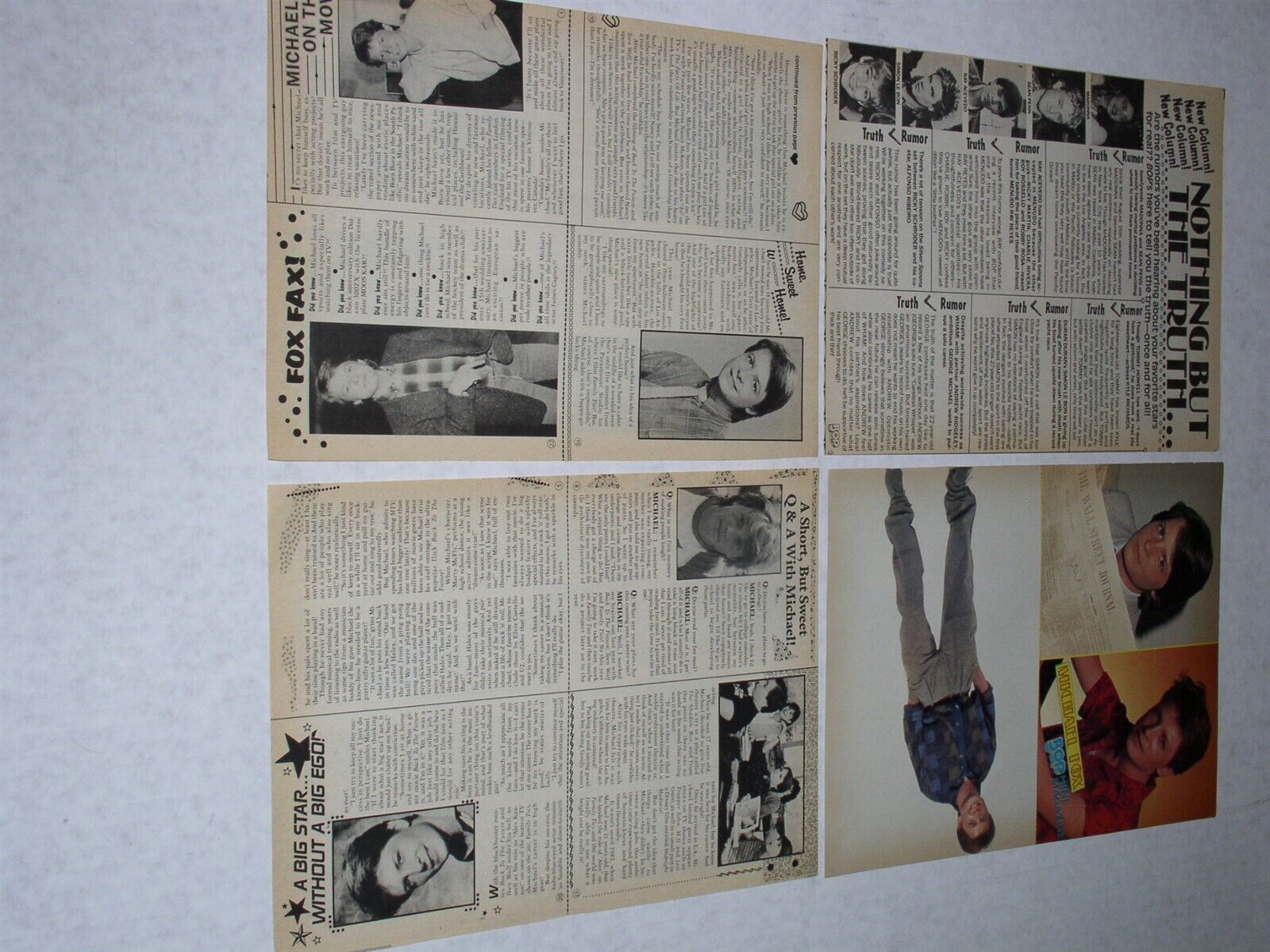 Michael J. Fox BOP Magazine Mini Section Photos Article Vintage 1985 ...