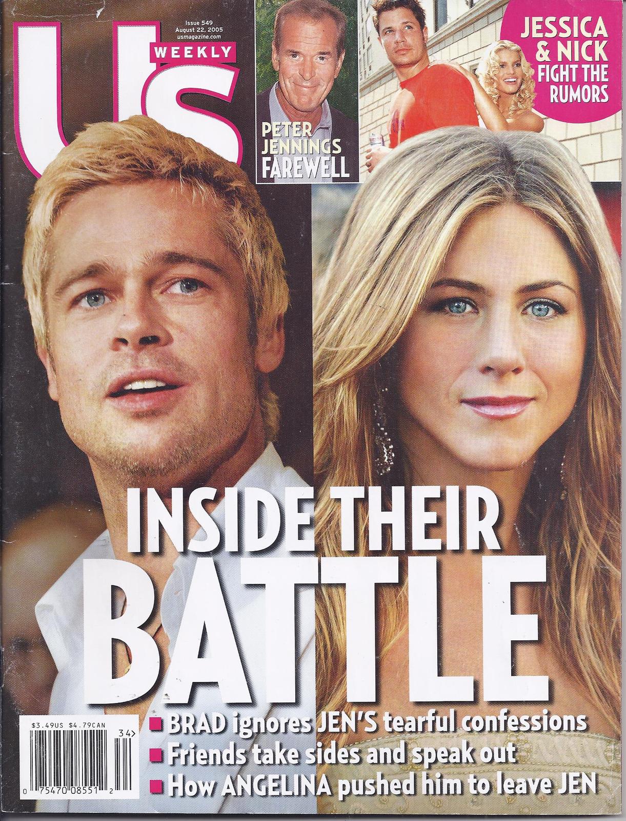 BRAD PITT, JEN ANISTON, SALMA HAYEK,PETER JENNINGS FAREWELL - US WEEKLY ...