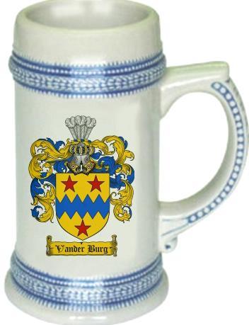 Vanderburg Coat of Arms Stein / Family Crest Tankard Mug - Coat of Arms