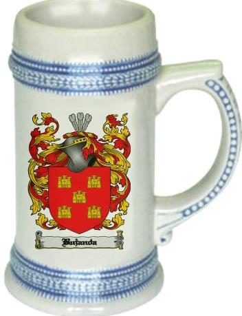 Bujanda Coat of Arms Stein / Family Crest Tankard Mug - Coat of Arms