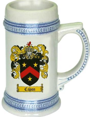 Capon Coat of Arms Stein / Family Crest Tankard Mug - Coat of Arms