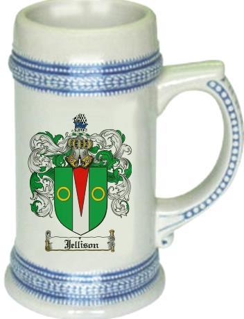 Jellison Coat of Arms Stein / Family Crest Tankard Mug - Coat of Arms