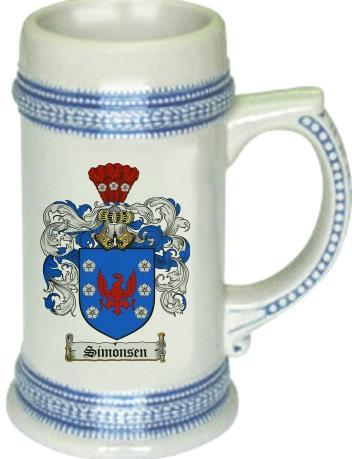 Simonsen Coat of Arms Stein / Family Crest Tankard Mug - Coat of Arms