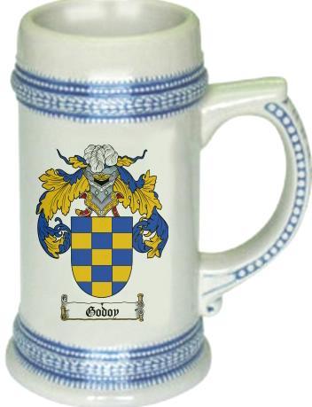 Godoy Coat of Arms Stein / Family Crest Tankard Mug - Coat of Arms
