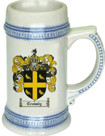 Crossly Coat of Arms Stein / Family Crest Tankard Mug - Coat of Arms