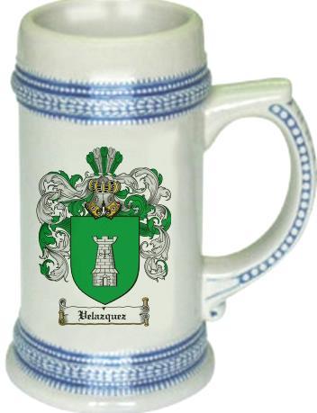 Velazquez Coat of Arms Stein / Family Crest Tankard Mug - Coat of Arms