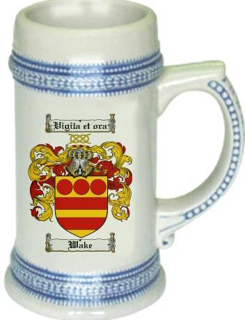 Wake Coat of Arms Stein / Family Crest Tankard Mug - Coat of Arms