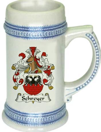 Schreyer Coat of Arms Stein / Family Crest Tankard Mug - Coat of Arms