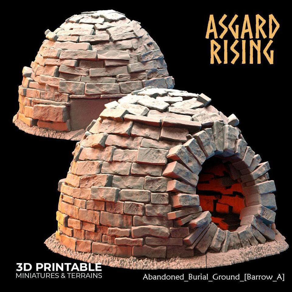 3D Printed Asgard Rising Abandoned Burial Ground Burrows 28 32 mm ...