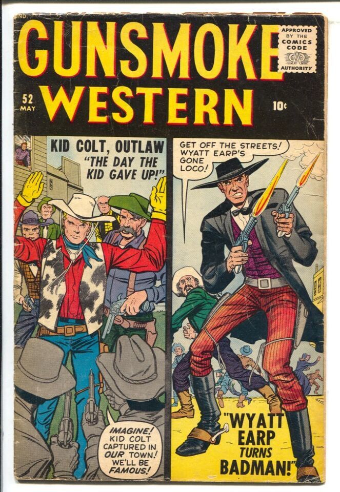 Gunsmoke Western #52 1959-Atlas-Wyatt Earp & Kid Colt cover art by Jack ...