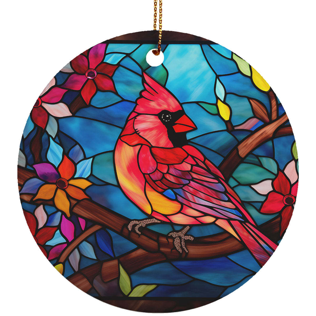 Red Cardinal Bird Retro Ornament Colors and similar items