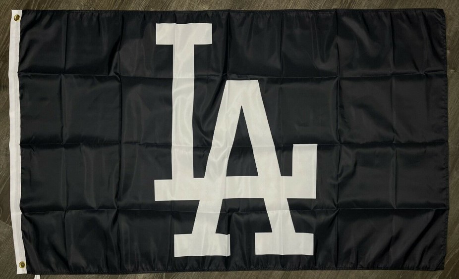 Los Angeles Dodgers Logo Flag 3x5 ft Black White Banner Man-Cave Garage ...