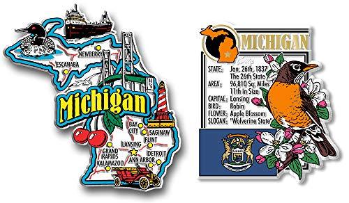 Michigan Jumbo Map & State Montage Magnet Set by Classic Magnets, 2 ...