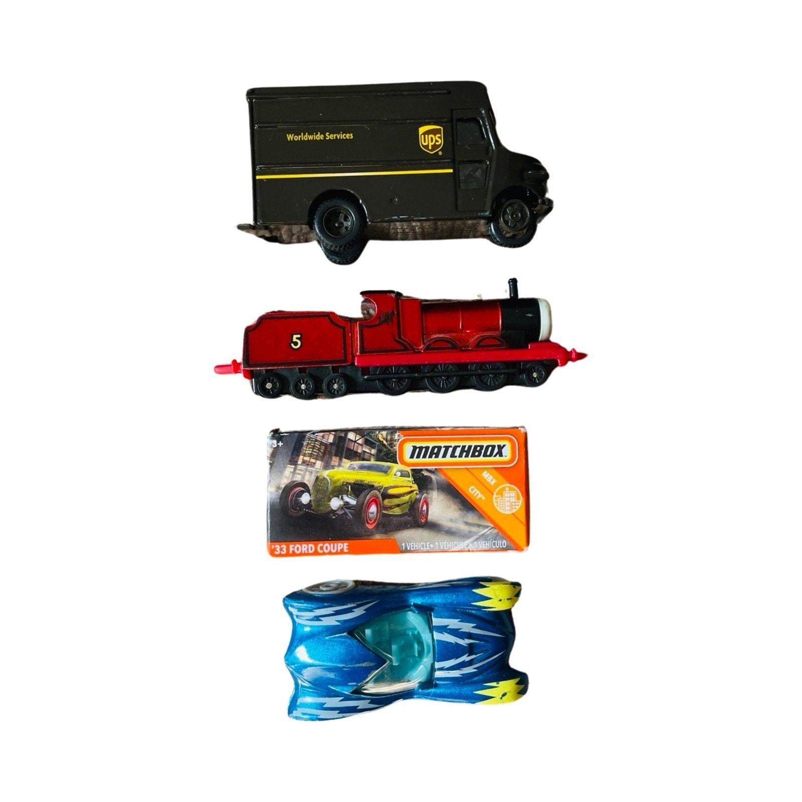 Lot of 4 Toy Cars: UPS Truck, Thomas the Train, Matchbox 33 Ford Coupe ...
