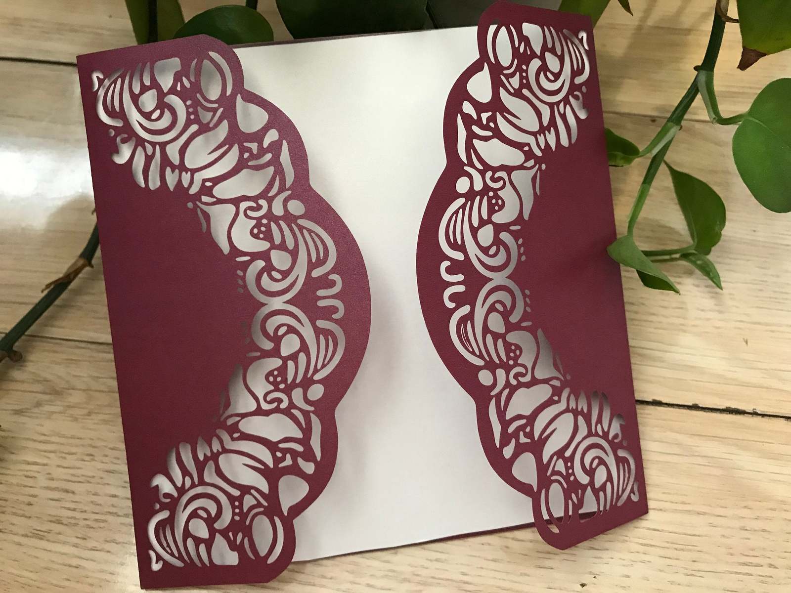 50pcs Burgundy Red laser cut Wedding invitations,Bridal Shower ...